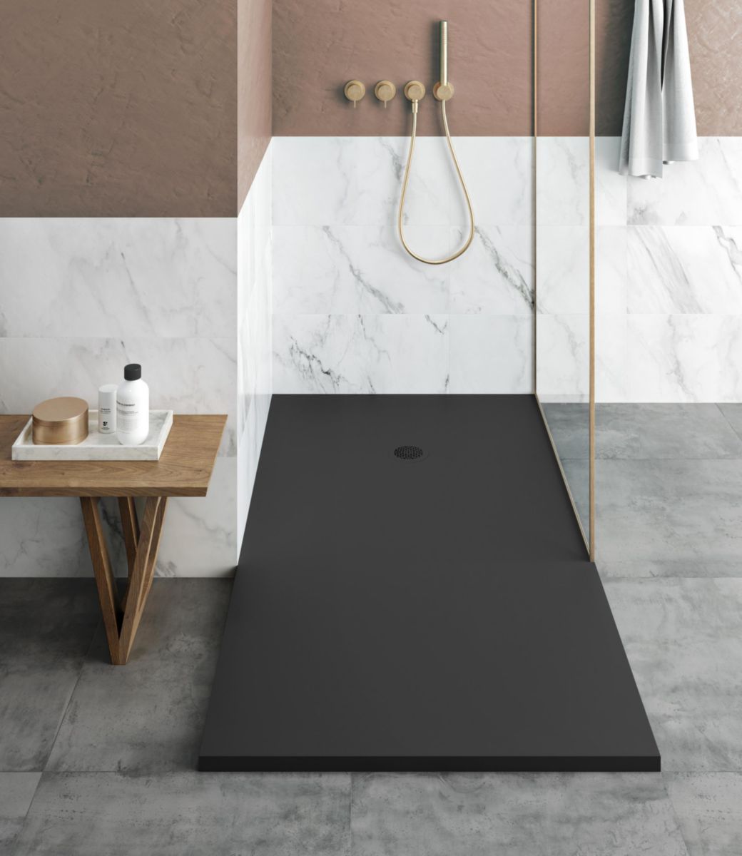 HIDROBOX - Receveur de douche Neo Plus Kromat Ardoise 90x120 pentagonal Cement Réf. SNES0186-CEM ...