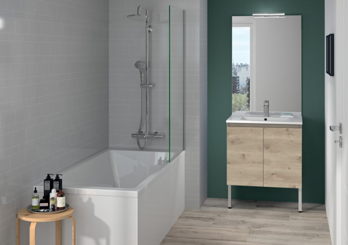 NEOVA - Meuble SS-VASQ PRIMO SS POIG L600 2 portes chêne beige réf ...