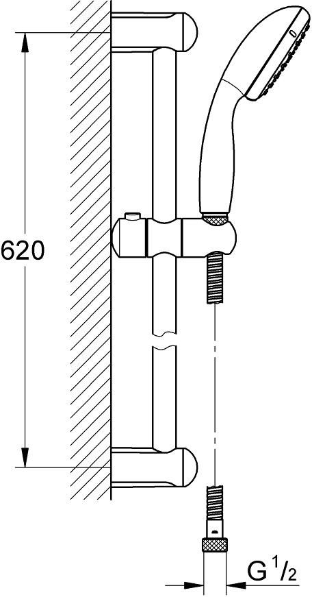 GROHE - Ensemble de douche 1 jet avec barre Tempesta 100 Chromé ...