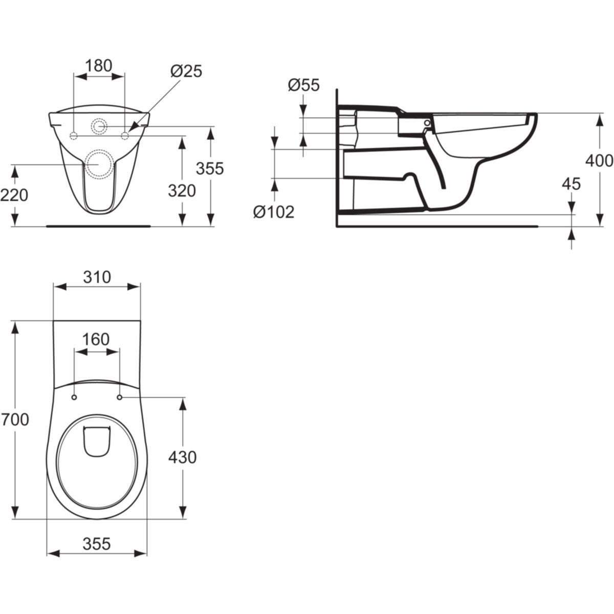 PORCHER - Cuvette WC MATURA indépendante suspendue avec sortie ...