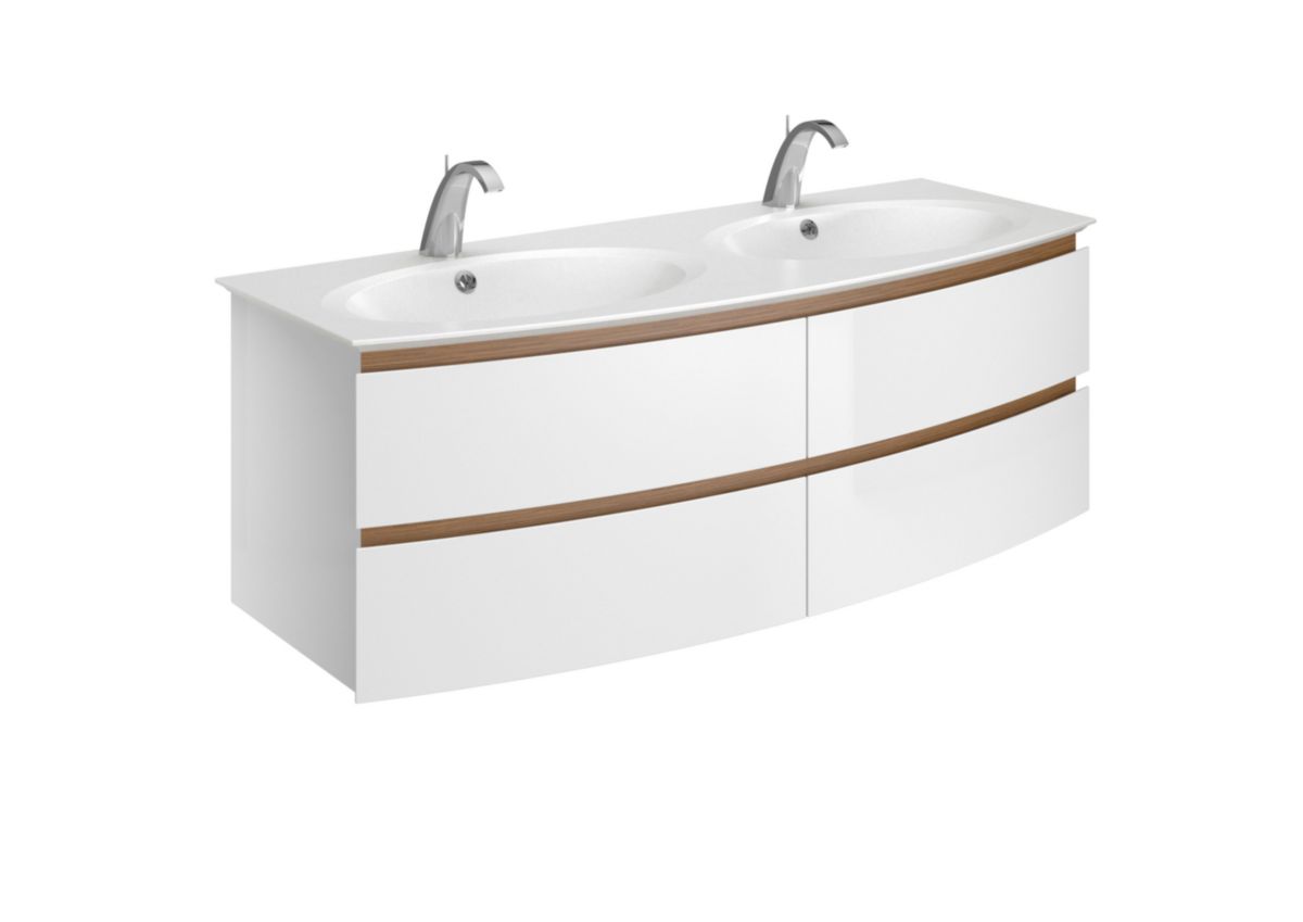 DECOTEC - Meuble double vasque BEL AMI L.145 x P.58 x H.50.5 cm laque ...