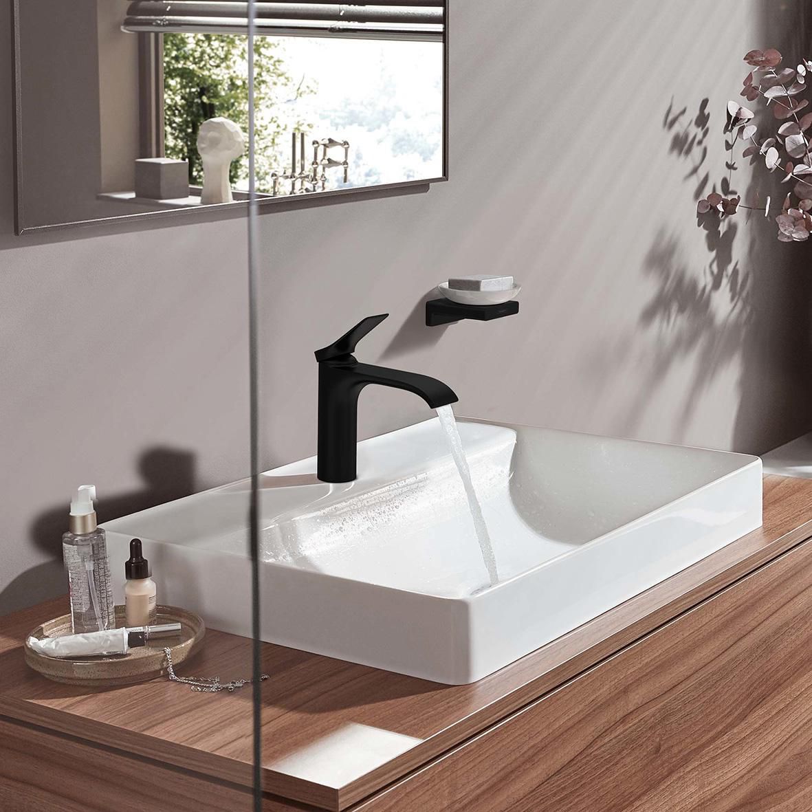 HANSGROHE - Mitigeur de lavabo VIVENIS 110 avec tirette et vidage Noir ...