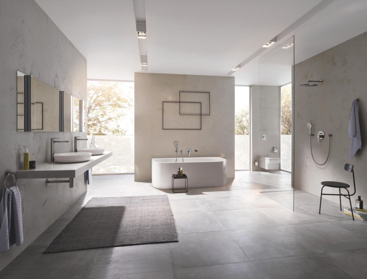 GROHE - Douchette 3 jets Rainshower SmartActive 130 Hard Graphite ...