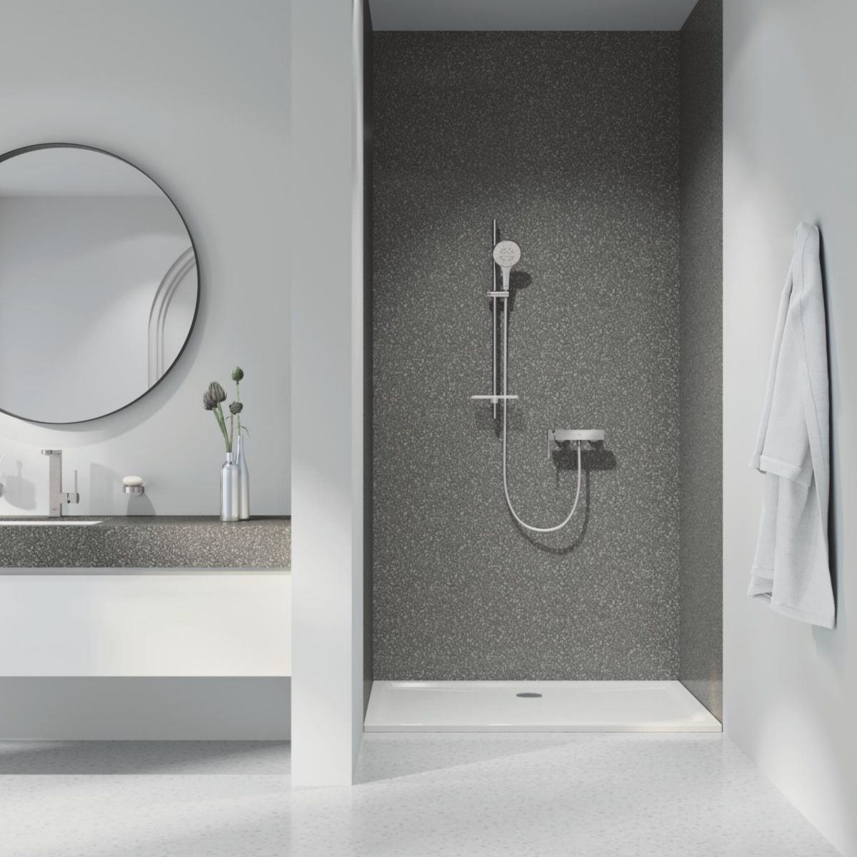GROHE - Douchette 3 jets Rainshower SmartActive 130 Supersteel 26574DC0 ...
