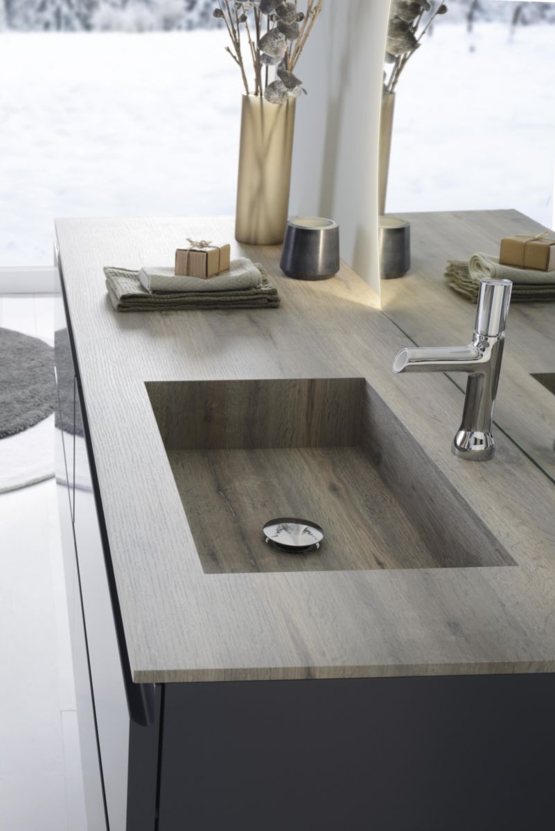 SANIJURA - Plan vasque intégrée Highstrat vasque droite Lumen largeur ...