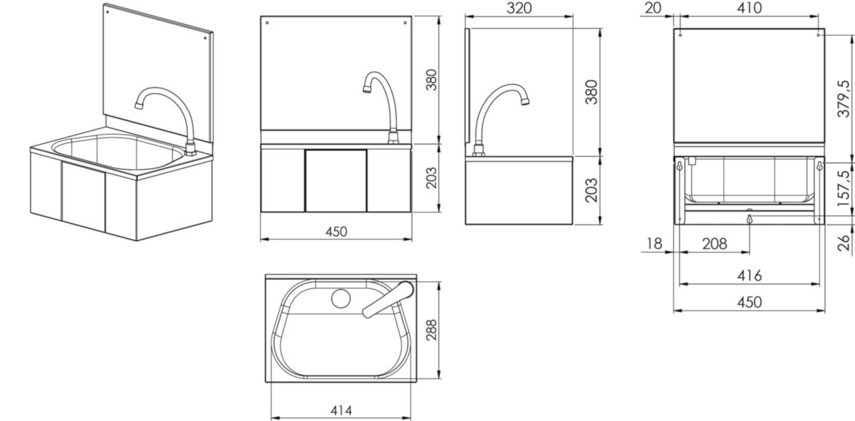 MODERNA - Lave-mains standard SGL avec mitigeur | Cedeo