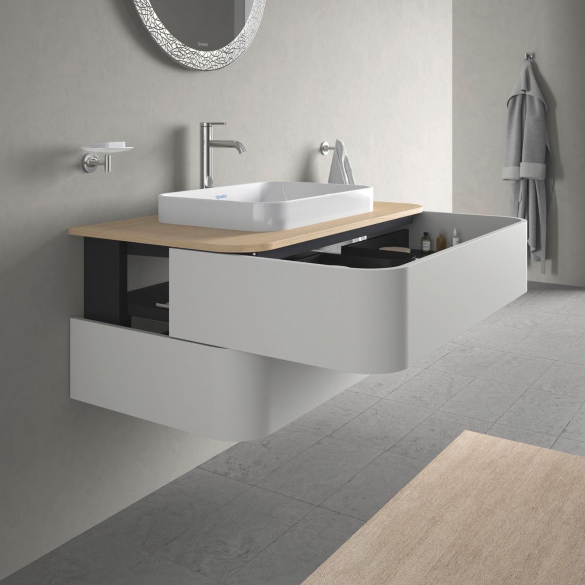 DURAVIT - Meuble sous plan de toilette Happy D2Plus, suspendu, 2 ...