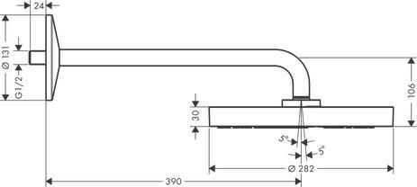 AXOR - AXOR One Douche de tête 280 1jet avec bras de douche 390 mm ...