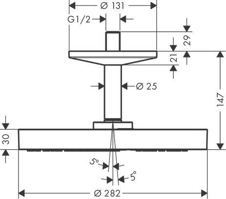 AXOR - AXOR One Douche de tête 280 1jet avec raccord plafond 100 mm ...