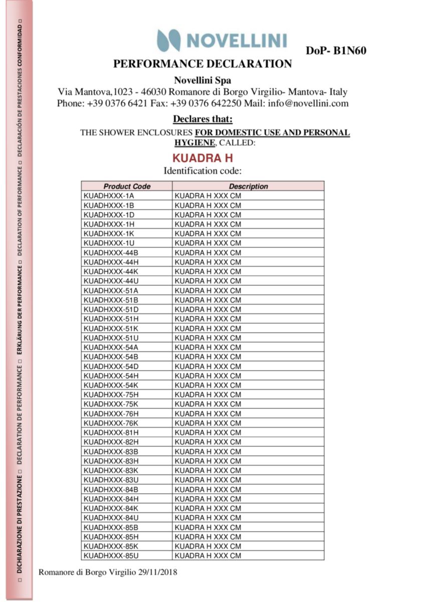 NOVELLINI - Paroi de douche fixe KUADRA 120 cm extensible de 118 cm à ...