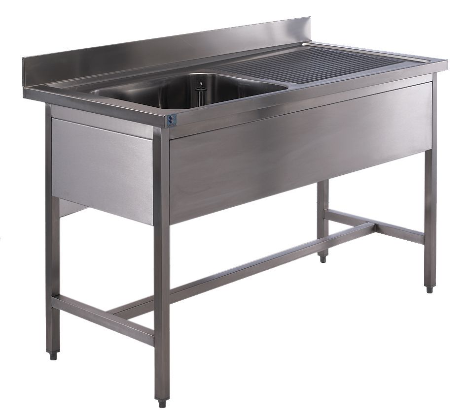 MODERNA - Plonge SGP égouttoir à droite 1 cuve 140 x 60 inox 18/10 | Cedeo