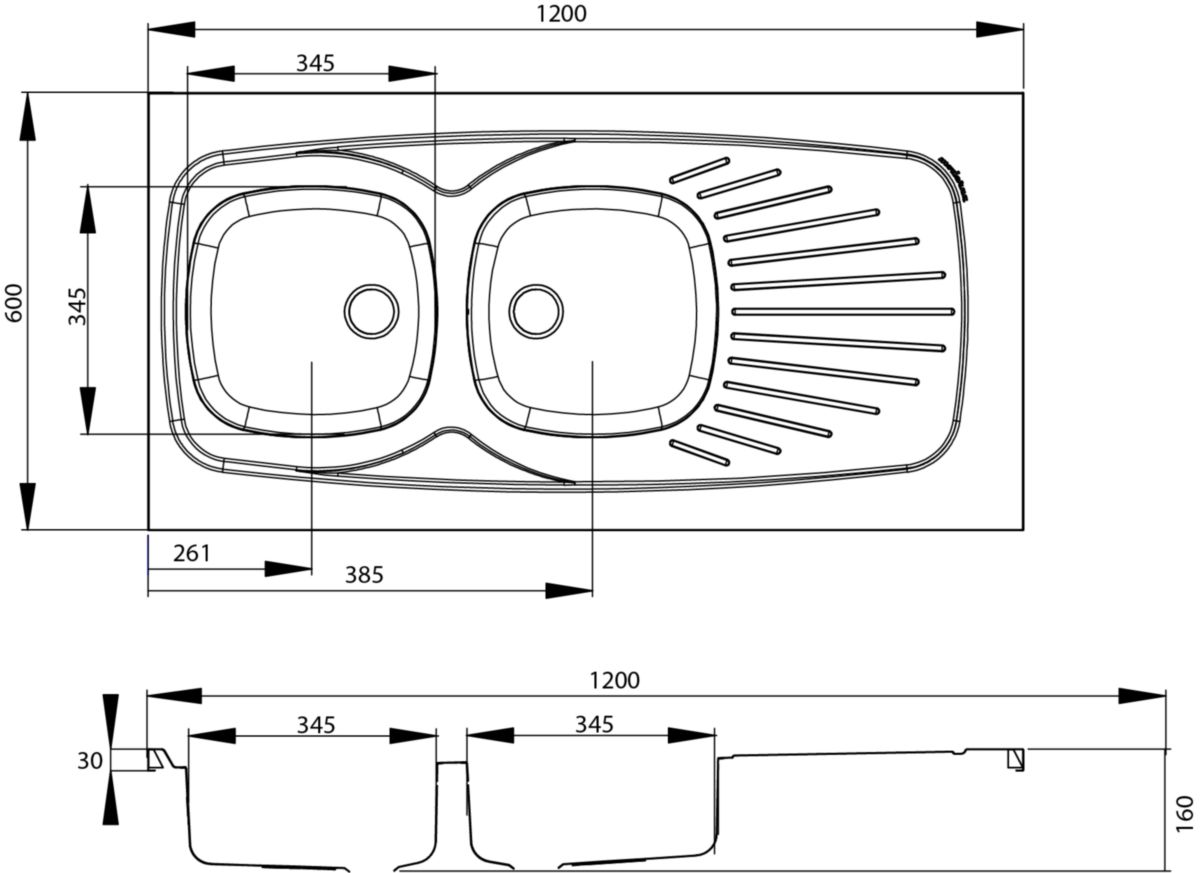 MODERNA - Evier à poser LAVELLI 2 cuves 1200 inox 18/10 PÉTALLE nu ...