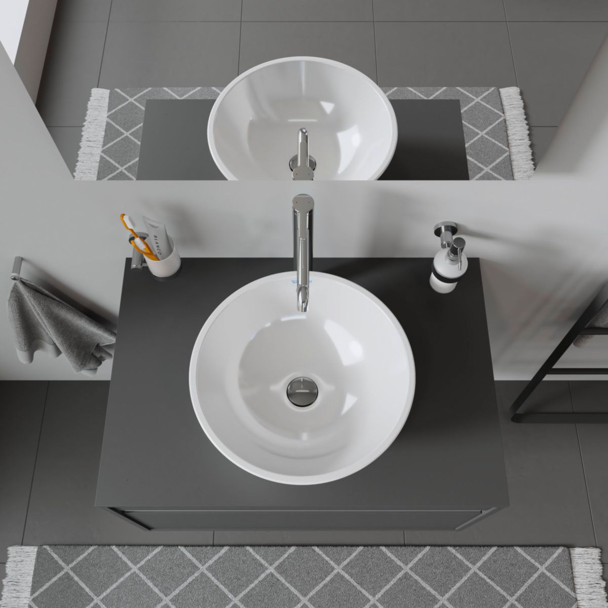 DURAVIT - Vasque BACINO, diamètre 42, à poser, avec trop-plein, sans ...