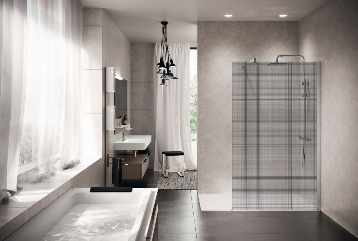 NOVELLINI - Parois de douche KUADRA h 100 ext.97-100 cm sérigraphié ...
