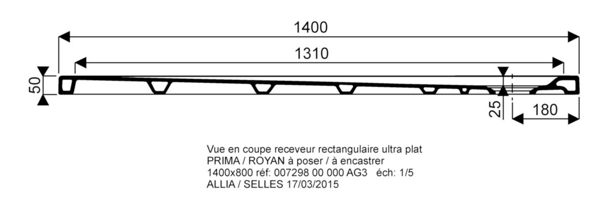 GEBERIT - Receveur RENOVA AP 140 x 80 cm antigliss blanc Réf ...