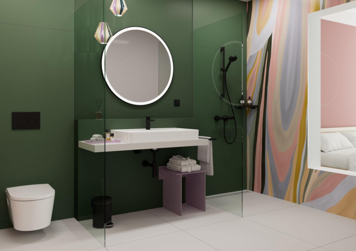 HANSGROHE - Tablette d'angle AddStoris noir mat Réf. 41741670 | Cedeo