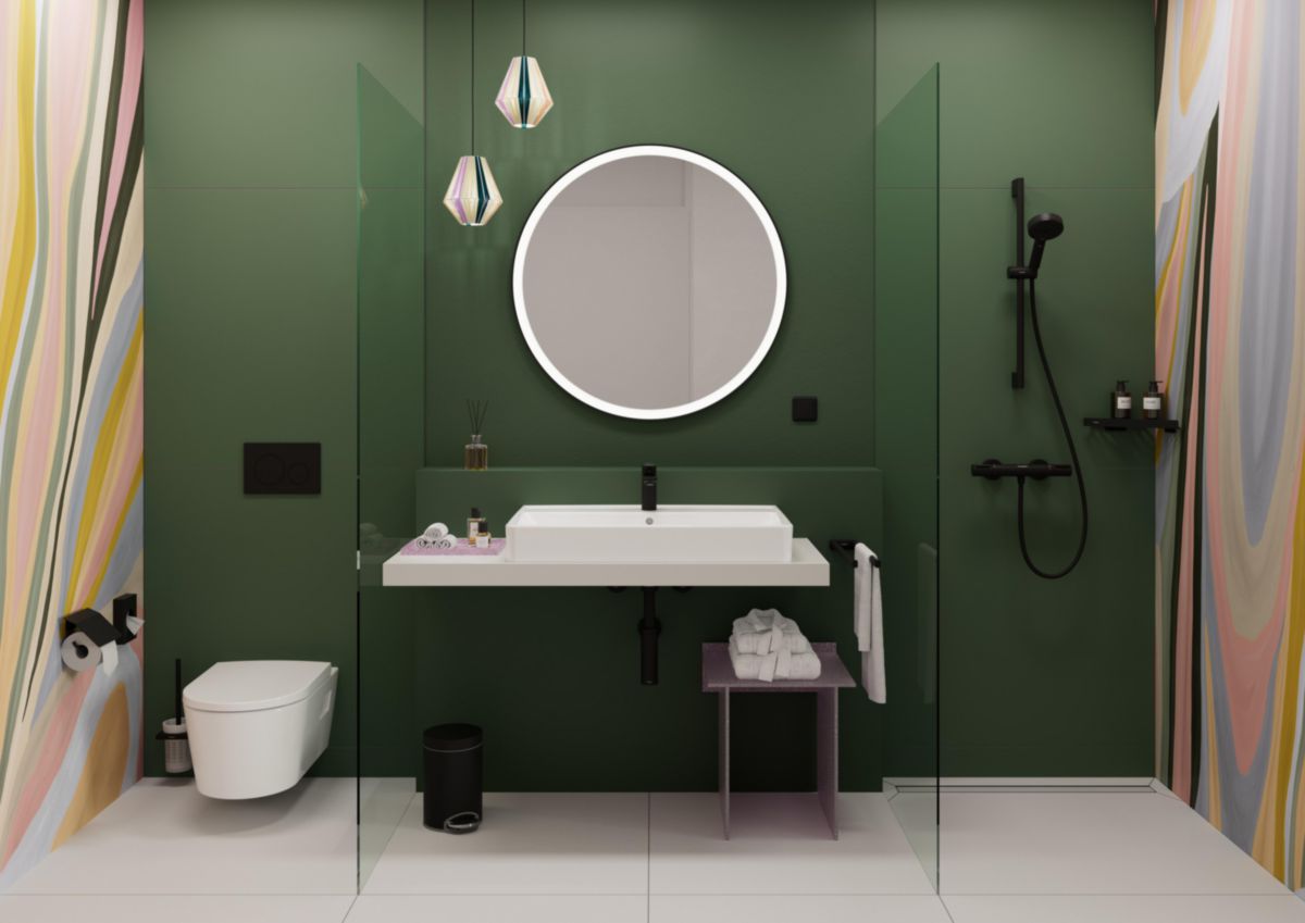 HANSGROHE - Tablette d'angle AddStoris noir mat Réf. 41741670 | Cedeo