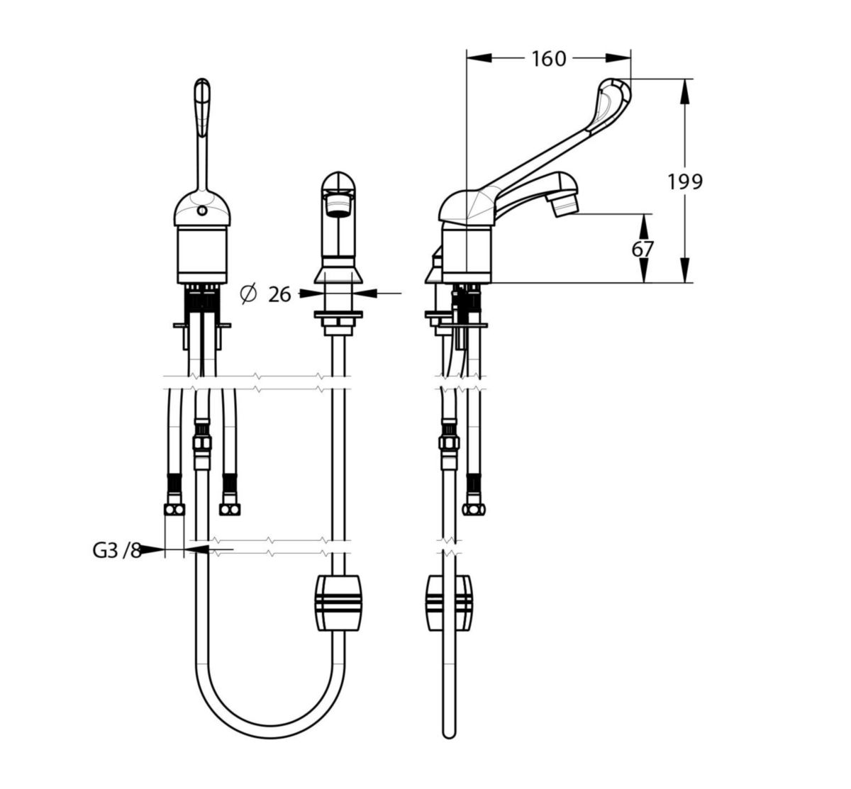 SANIFIRST - Mitigeur avec douchette déportée, de type "coiffeur ...