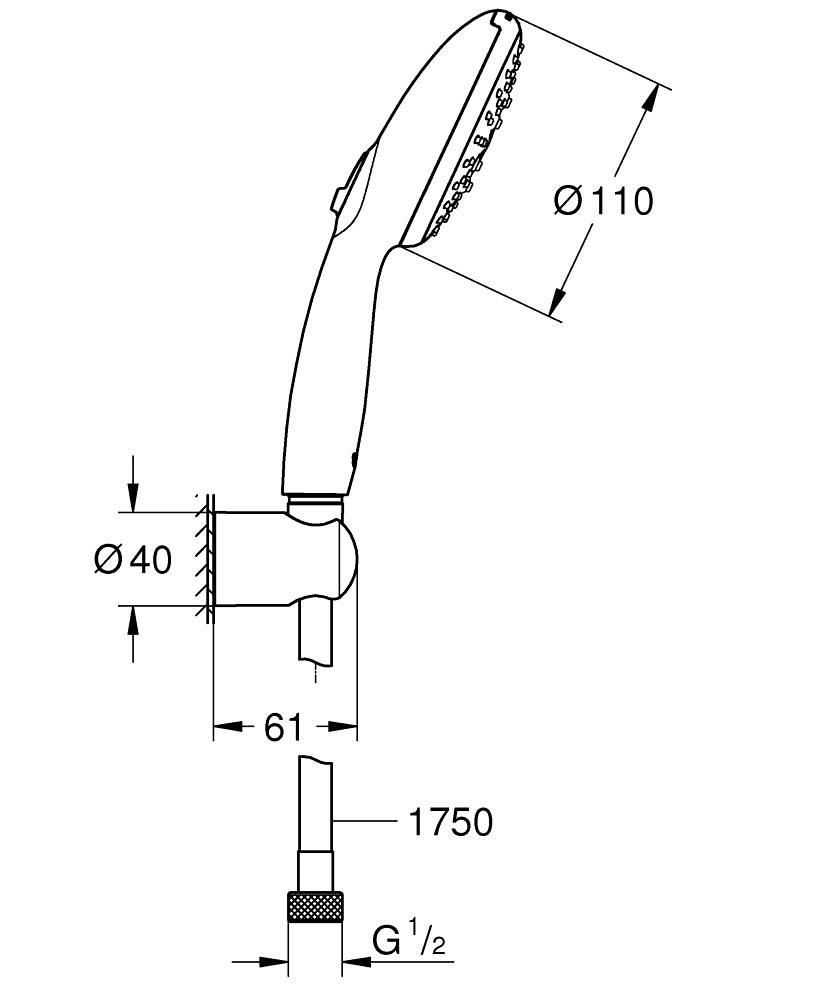 GROHE - Douchette à main Tempesta 110 3 jets Chromé Réf. 26639003 | Cedeo