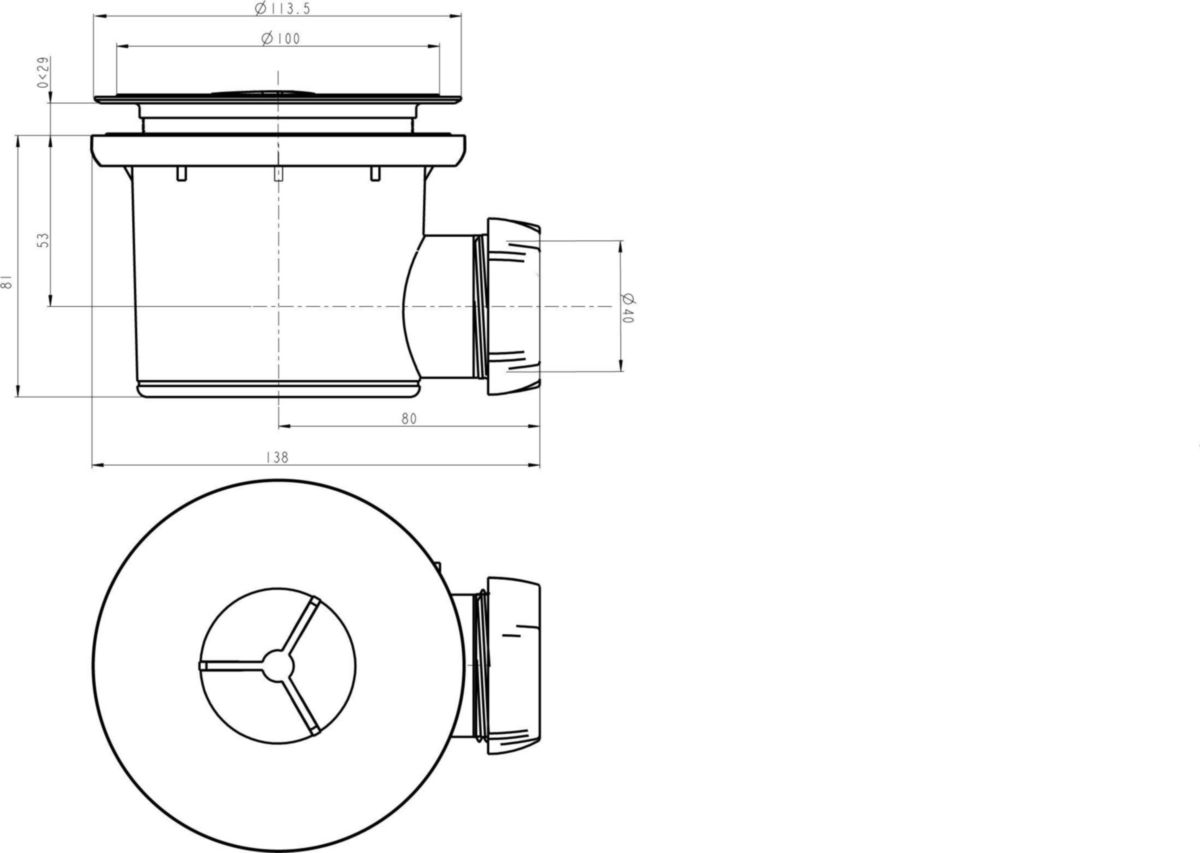ALTECH - Bonde de douche Altech horizontale D90 sans dôme pour receveur ...