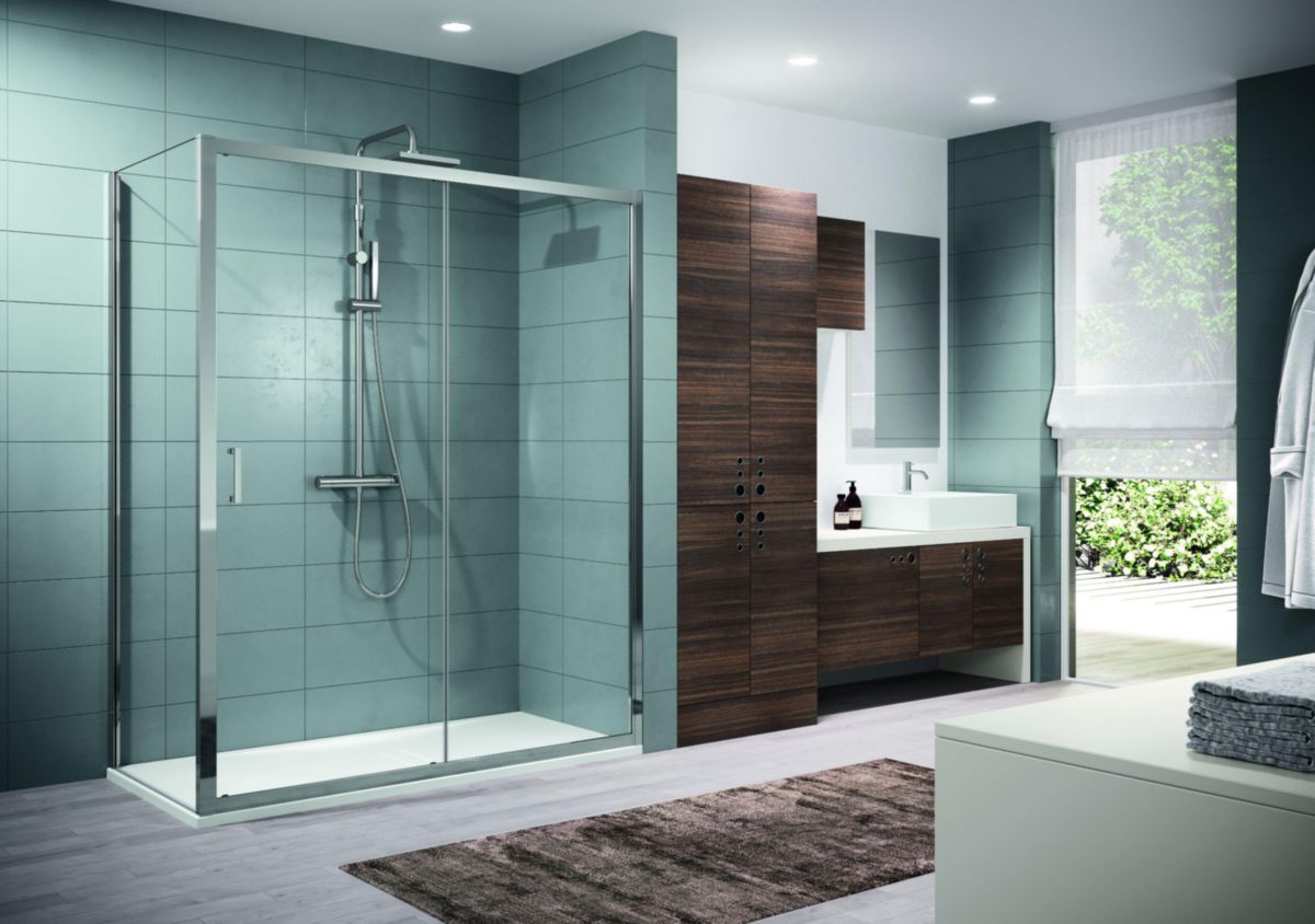 NOVELLINI - Porte de douche coulissante avec un fixe en alignement ...