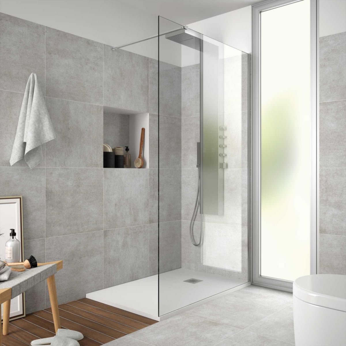 SALGAR - Paroi de douche HEAVEN walk-in Paillettes Transparentes 400 ...