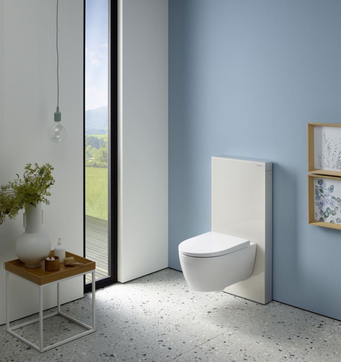 GEBERIT - Panneau sanitaire Geberit Monolith pour WC suspendu, 101 cm: verre sable gris ...