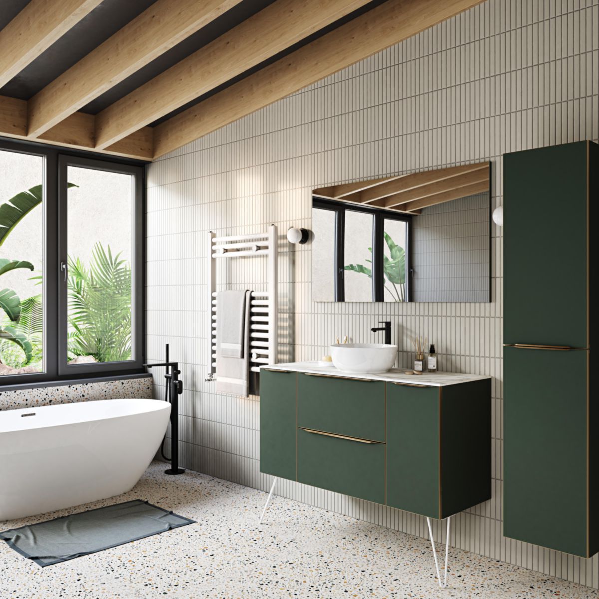 ALTERNA - Colonne Alterna Plénitude H160cm 2 portes l35cm P38cm Vert ...