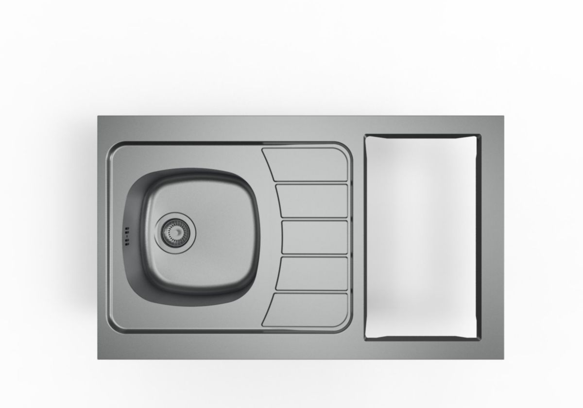 MODERNA - Evier cuisinette ISEO 1 cuve soudée, en inox TOILE, découpe ...