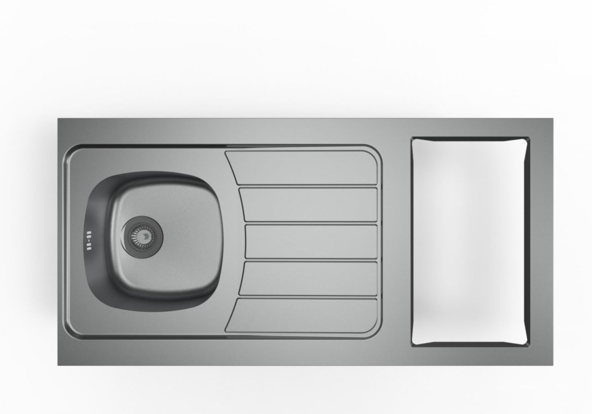 MODERNA - Evier cuisinette ISEO 1 cuve soudée, en inox TOILE, découpe ...