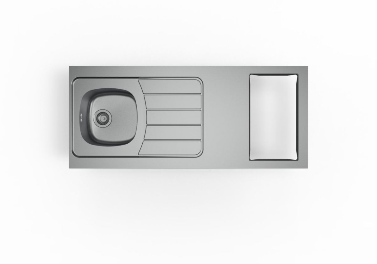 MODERNA - Evier cuisinette ISEO 1 cuve soudée, en inox TOILE, découpe ...