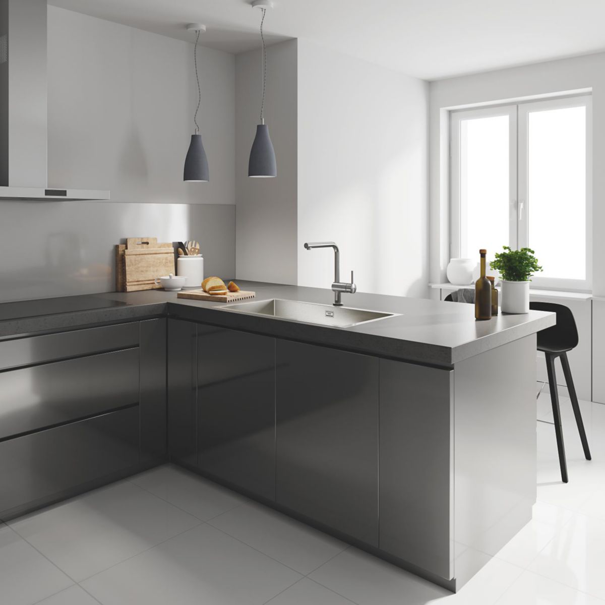 GROHE - Mitigeur évier Minta touch bec L douche extractible Chrome réf ...