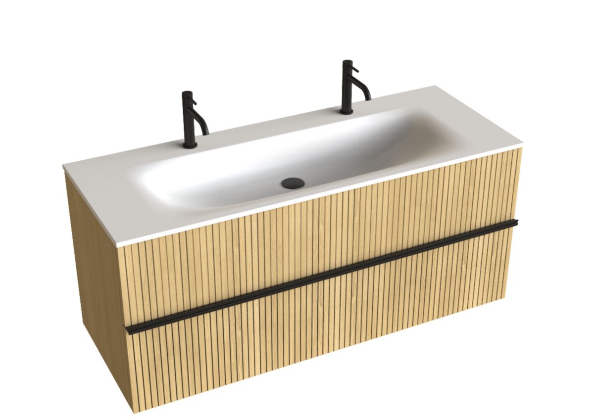 DECOTEC - Meuble vasque Woody largeur 120 cm plan vasque monobloc Solid ...
