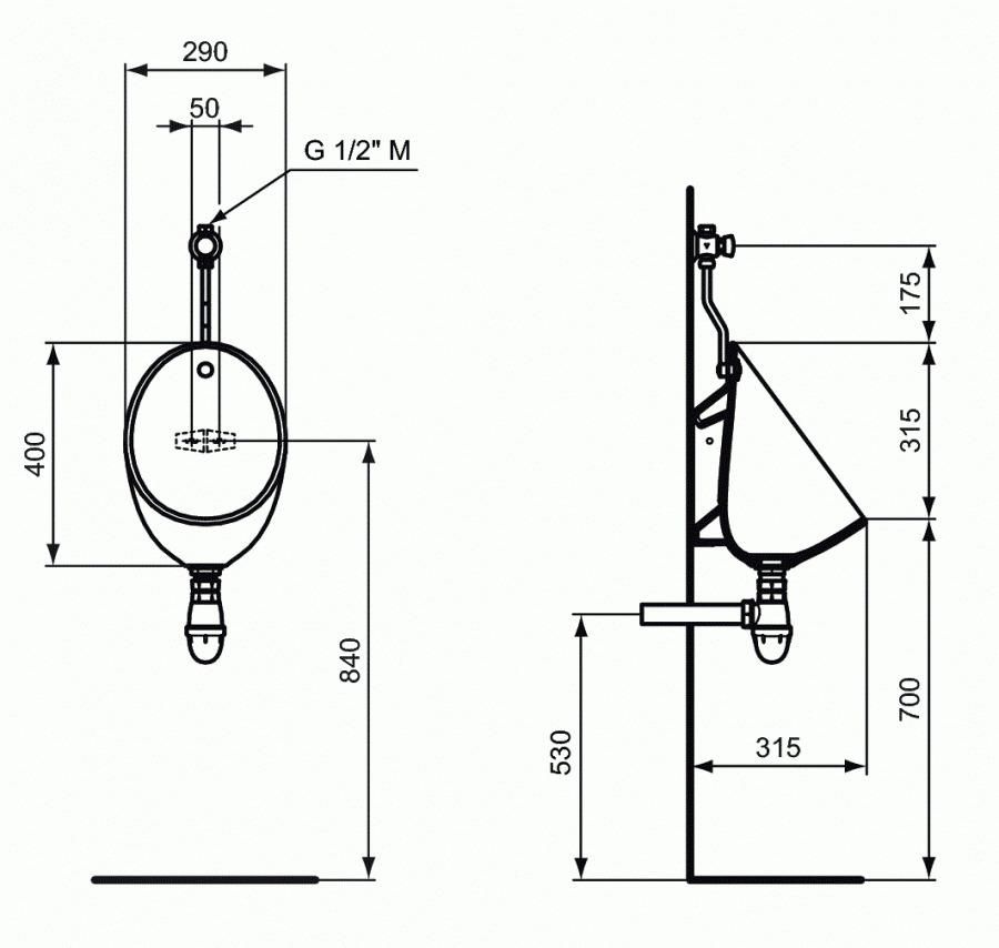 PORCHER - Pack urinoir applique sans bride porcelaine vitrifiée avec ...