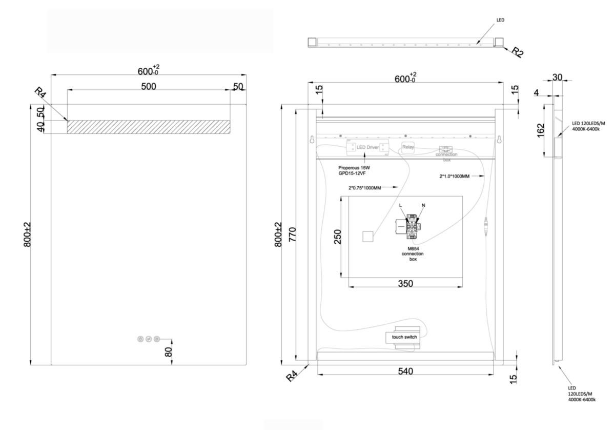Alterna Miroir Alterna Tokyo éclairage Led Avec Variateur 60 X