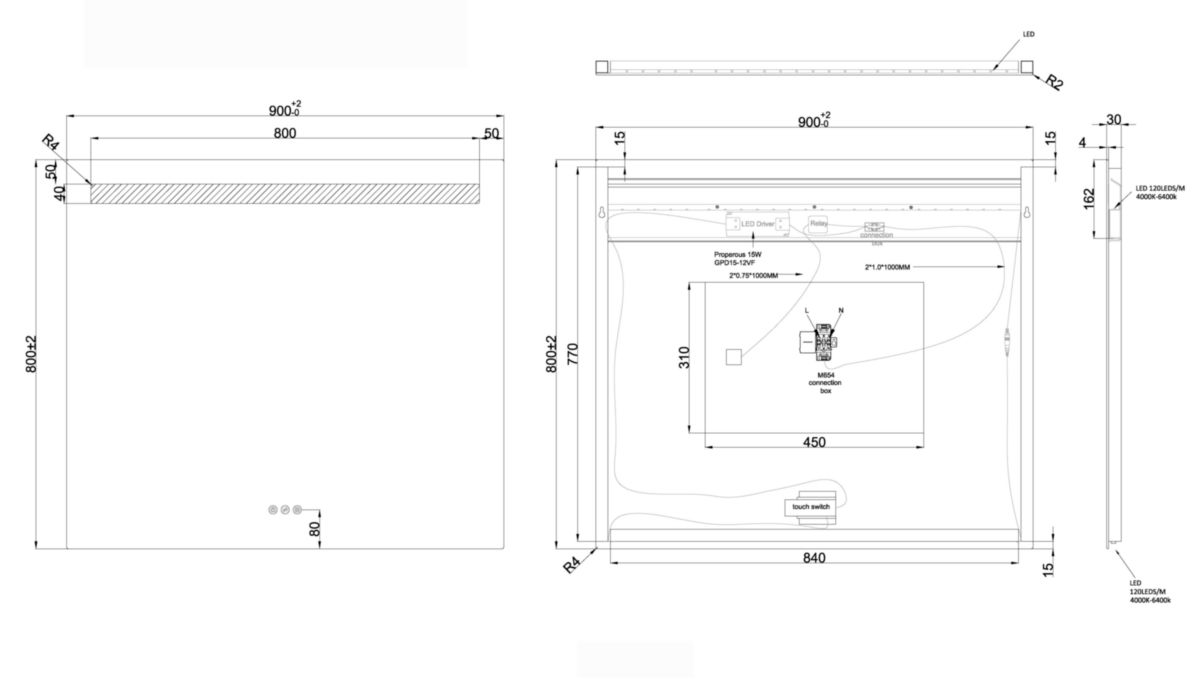 Alterna Miroir Alterna Tokyo éclairage Led Avec Variateur 90 X