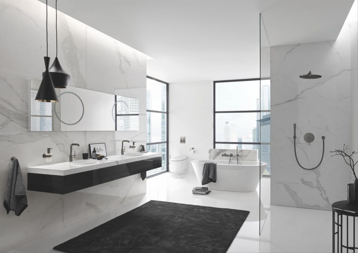 GROHE - Support mural pour douchette Rainshower Hard Graphite brossé ...