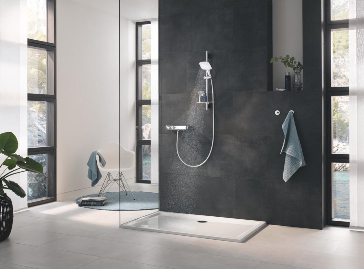 GROHE - Douchette 3 jets Rainshower SmartActive 130 Cube Blanc 26582LS0 ...