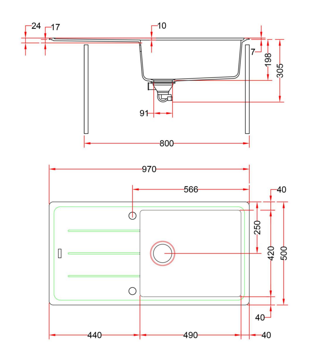 FRANKE - Evier à encastrer BASIS BFG611XL 970x500 1 très grande cuve 1 ...