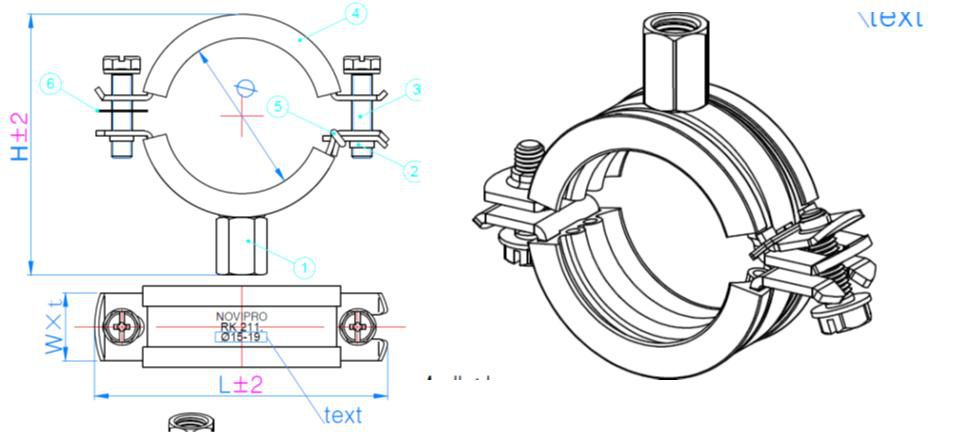 NOVIPRO - Collier bis 2s ez epdm M8/10 40-46 mm NOVIPRO | Cedeo