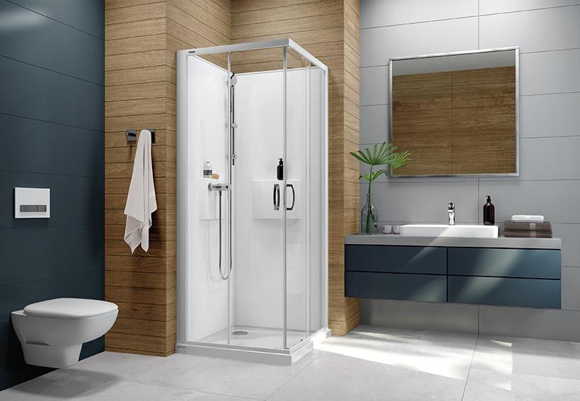 LEDA - CABINE DE DOUCHE INTEGRALE PRETE A MONTER IZIBOX2 MINERAL CARREE ...