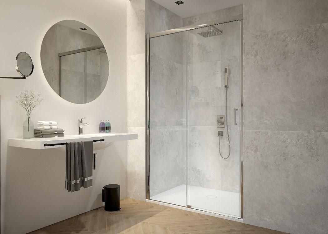 LEDA - PAROI DE DOUCHE ARTY FACE COULISSANT 2 VANTAUX 130 CM SANS SEUIL ...